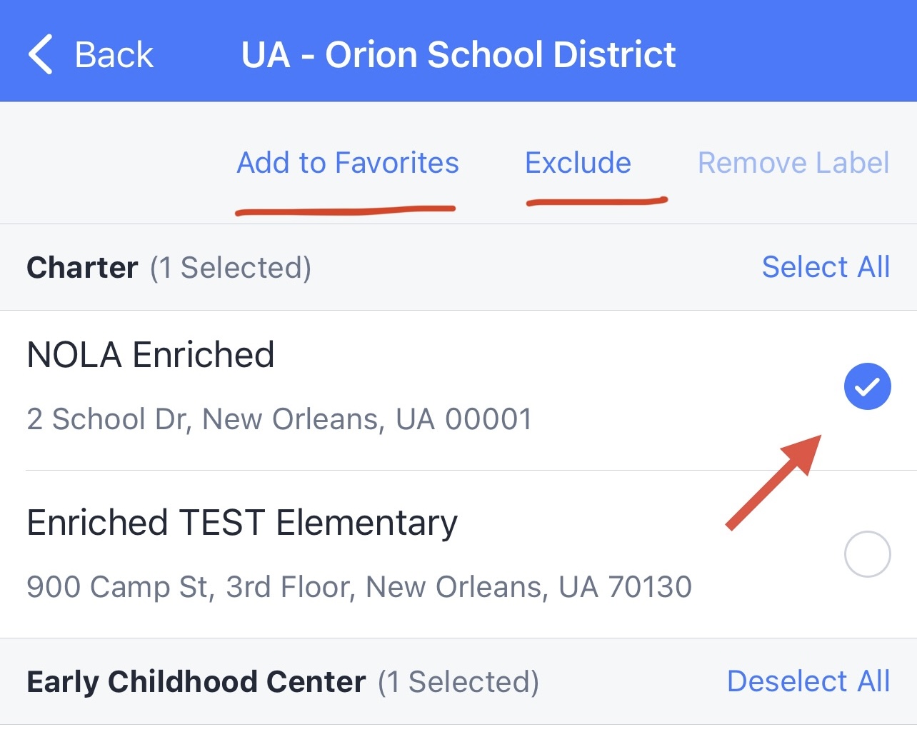 How To: 'Favorite' or 'Exclude' a campus – Enriched Schools