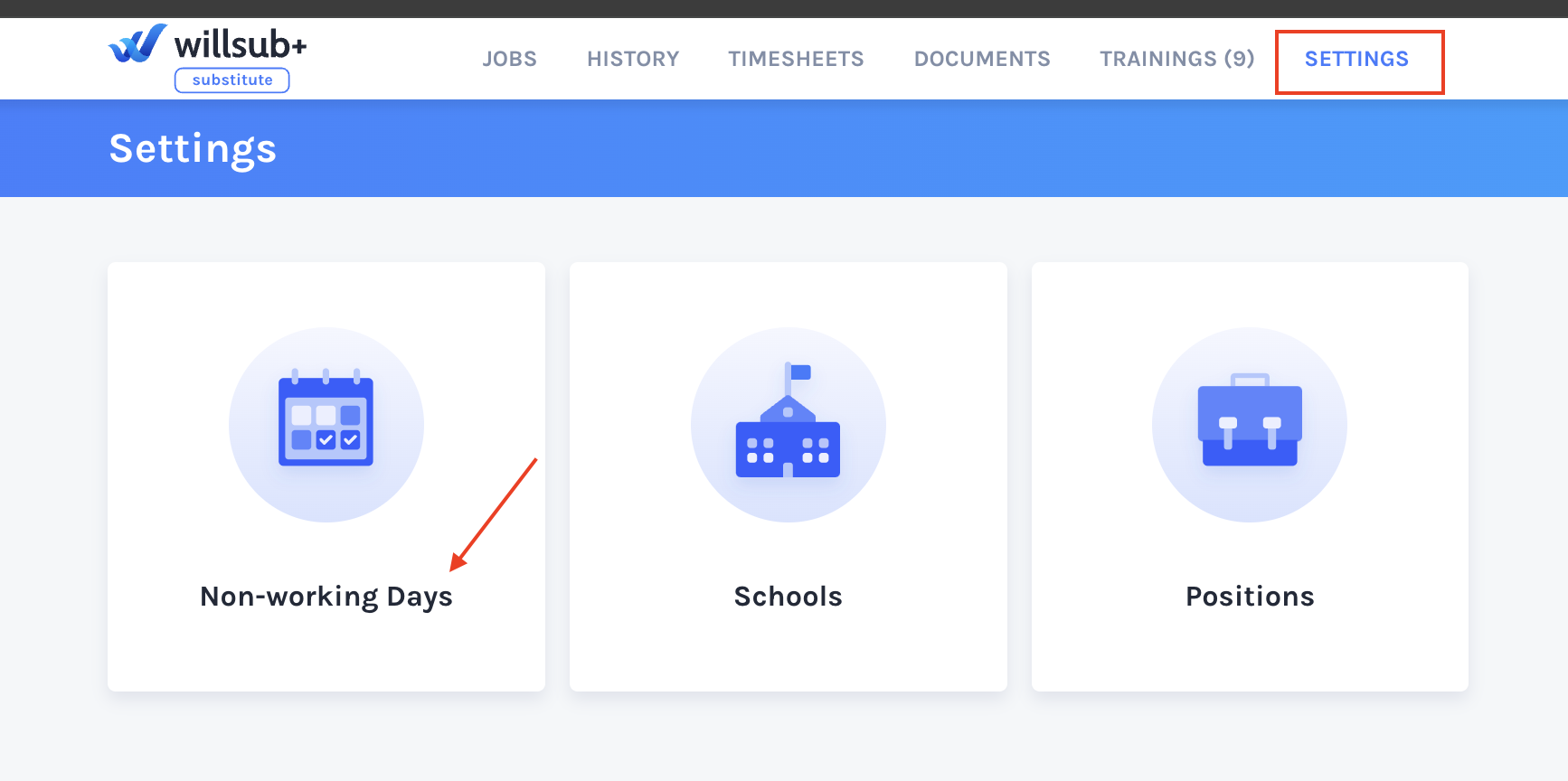 HOW TO: set 'Non Working' Days in WillSub+ – Enriched Schools